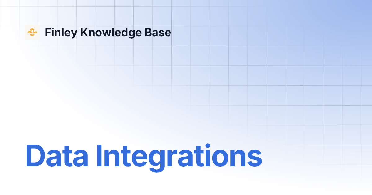 Data Integrations | Finley Knowledge Base